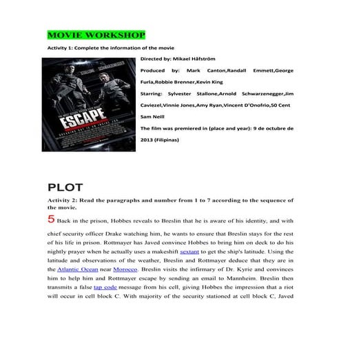 Escape plan workshop | DOCX | Entertainment