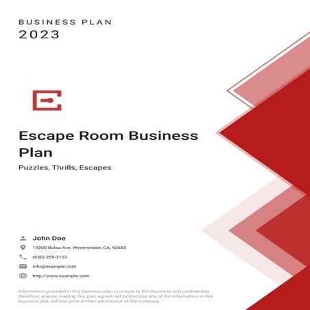 Escape Room Business Plan Example | Upmetrics | PDF