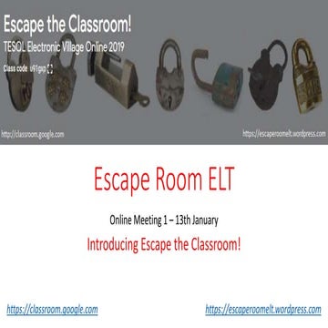 EVO2019 Escape room ELT week 1 | PPTX