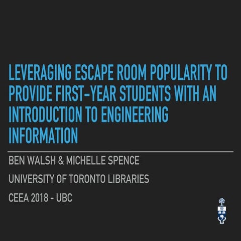 Leveraging escape room popularity to provide first-year students with ...