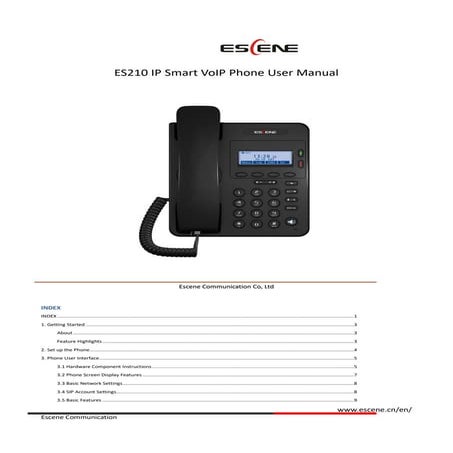 Escene es210 ip phone user manual | PDF