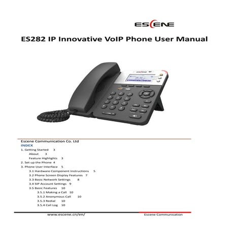 Escene es282 pg ip phone user manual | PDF