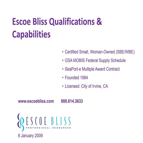 Escoe Bliss Capabilities 6 Slides | PDF