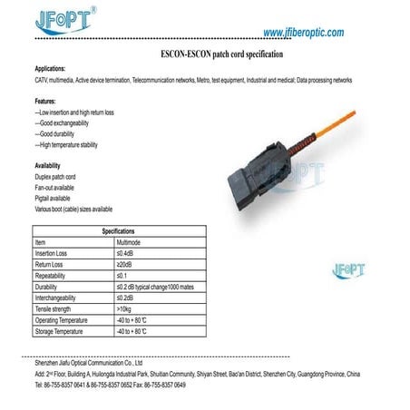 Escon patch-cord-specification | PDF