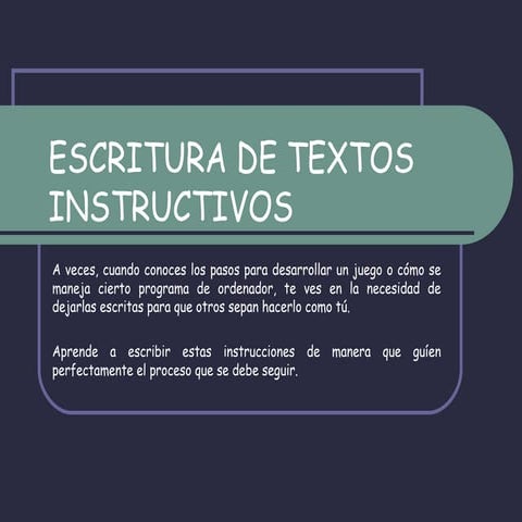 Escritura De Textos Instructivos | PPT