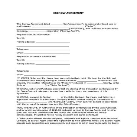 ESCROW AGREEMENT | PDF