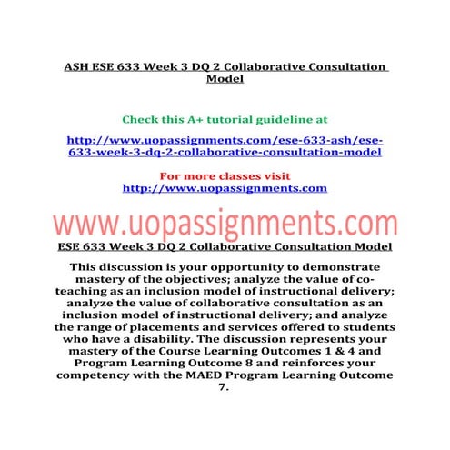 Ash ese 603 week 5 assignment procedural safeguards new | DOC