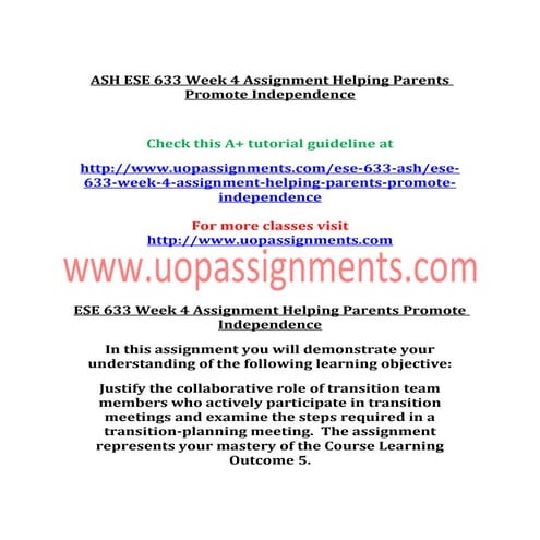Ash ese 603 week 5 assignment procedural safeguards new | DOC