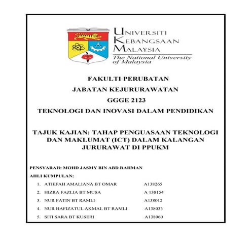 Esei tahap penguasaan teknologi maklumat dan inovasi dalam kalangan ...