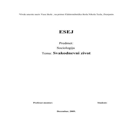 Esej svakodnevni zivot | DOC