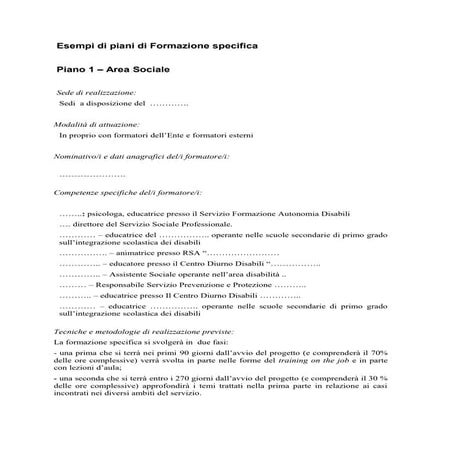 Esempi di piani di formazione specifica | PDF