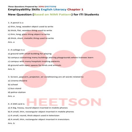 ITI Employability Skills Questions and Answers | PDF