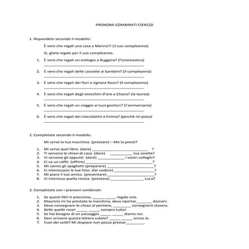 Esercizi pronomi combinati | PDF