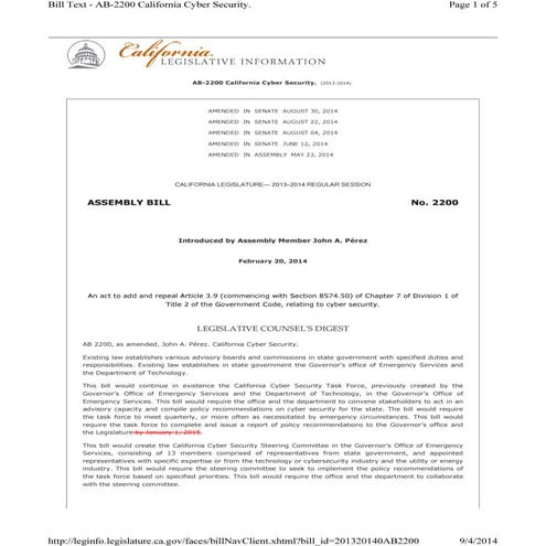 California Cyber Security Task Force and ESF 18 | PDF