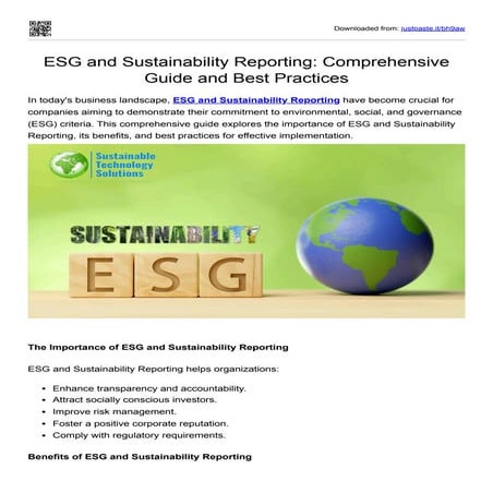 ESG and Sustainability Reporting: Comprehensive Guide and Best ...
