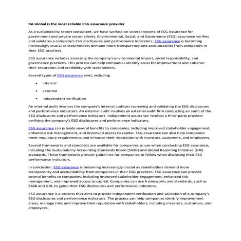 The role of ESG assurance in promoting transparency and accountability ...