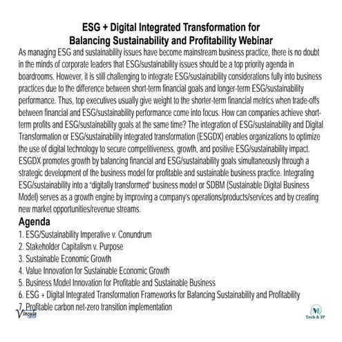 ESG + Digital Integrated Transformation for Sustainability Innovation | PDF