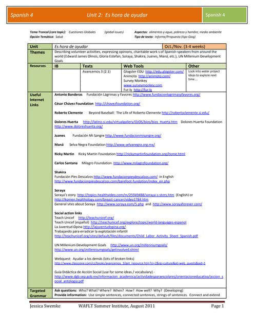 Spanish 3 environmental unit plan | DOC | Educational Assessment ...