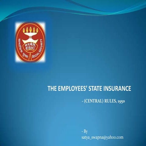 ESI act - Employee State Insurance | PPTX