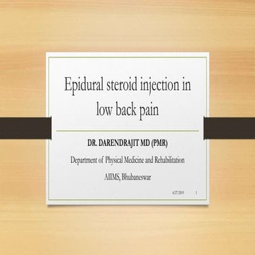 Epidural Steroid Injection in low back pain | PPTX