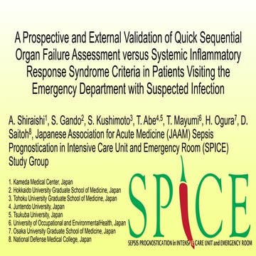 External validation of qSOFA in comparison of SIRS criteria in ER | PPTX