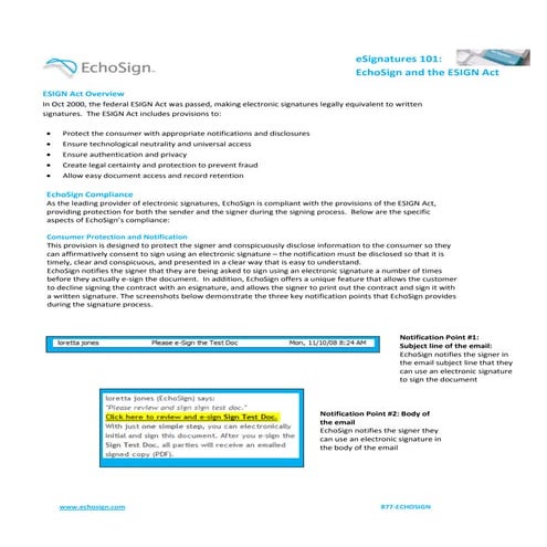 Esign Act And Echo Sign #1 Ranked E Signature | PDF