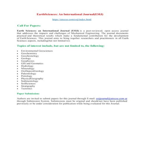 EarthSciences: An International Journal(ESIJ) | PDF