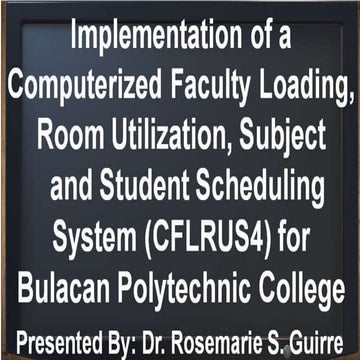 Implementation of a Computerized Faculty Loading, Room Utilization ...