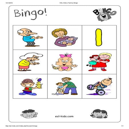 Esl kids family bingo | PDF