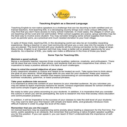 Esl teaching | PDF