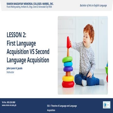 First Language Acquisition vs. Second Language Acquisition | PPTX