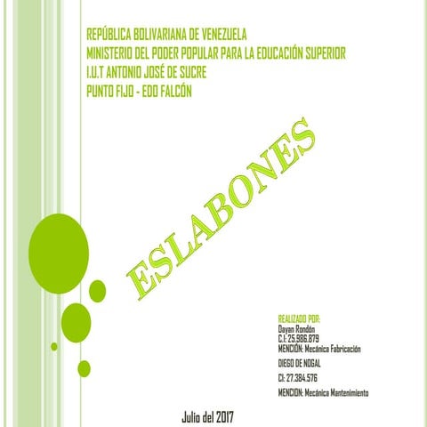 Eslabones- características . Mecanismo | PPTX