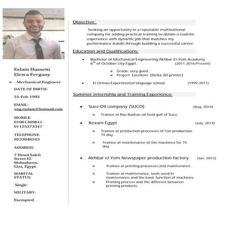 Eslam hussein cv. | PDF