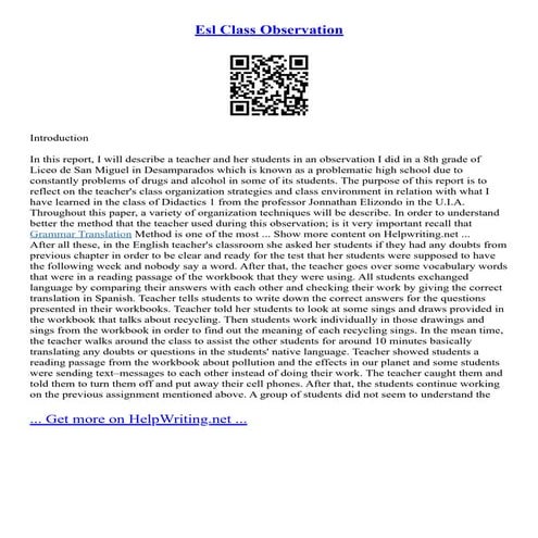 Esl Class Observation | PDF