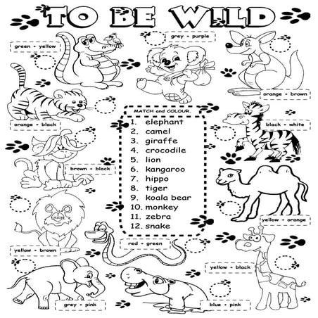 Eslprintables animals and colours | DOC