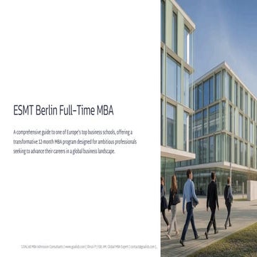 ESMT Berlin MBA Program Overview, Admissions, Career Outcomes, and ROI | PDF