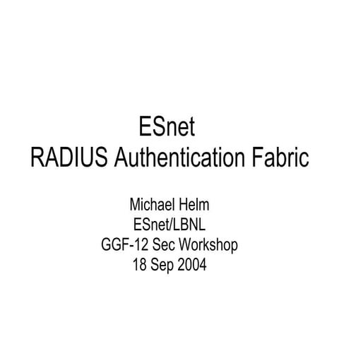 E Snet Authentication Fabric Pilot | PPT