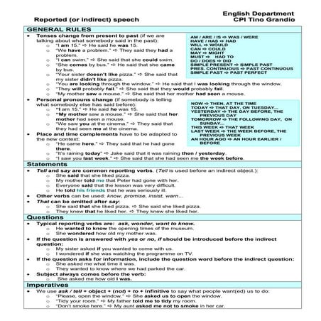 Eso 4 reported speech | PDF