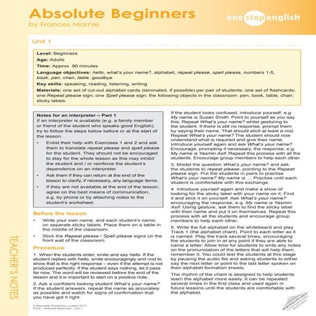 Esol-absolute-beginners unit-1-roman | PDF