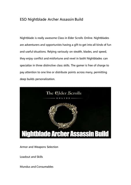 Elder Scrolls Online Assassin Race