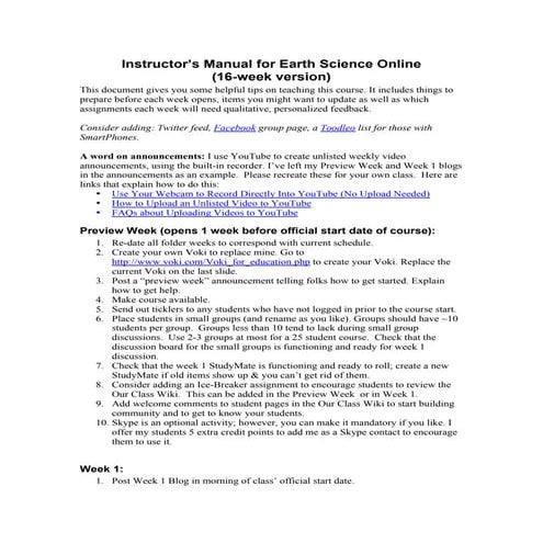 Earth Science online instructor's manual | PDF