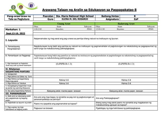 Values Education-8-Sample-DLL-Detailed Lesson Plan Template-Revised K ...