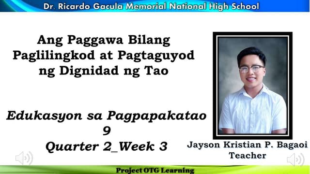 Ang paggawa bilang paglilingkod at pagtataguyod ng dignidan ppt | PPTX