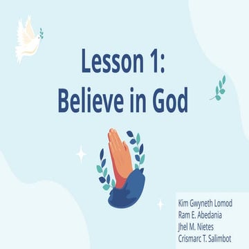QUARTER THREE (Lesson One :Believe in God | PPT