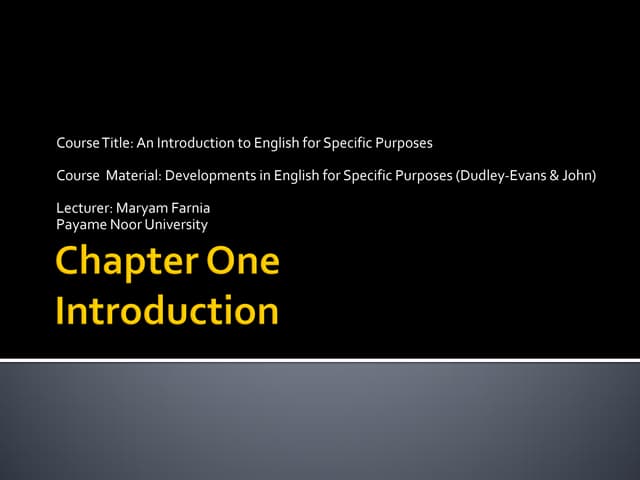 ESP - English for specific purposes | PPTX