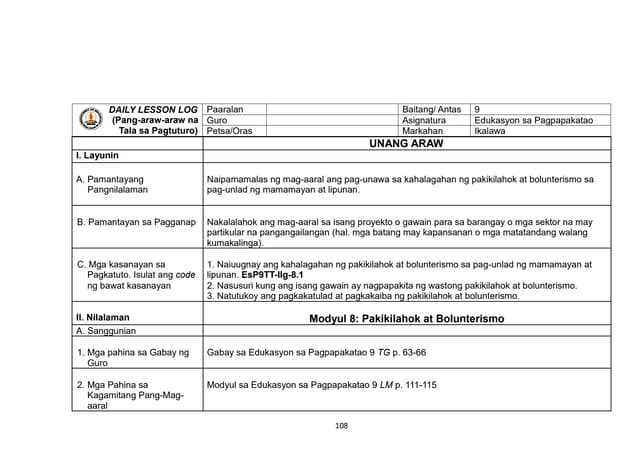 EsP 9-Modyul 8 | PPTX