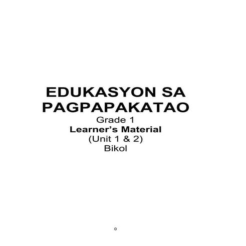 EDUKASYON SA PAGPAPAKATAO GRADE1 BIKOL | PDF