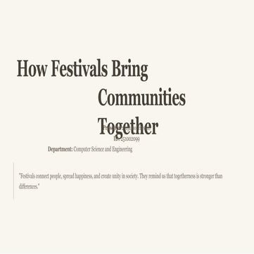 How festival brings communities together | PPTX