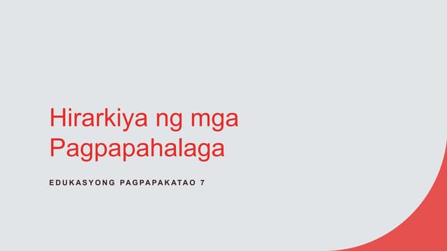 ESP 7 Modyul10 Hirarkiya ng Pagpapahalaga | PPTX