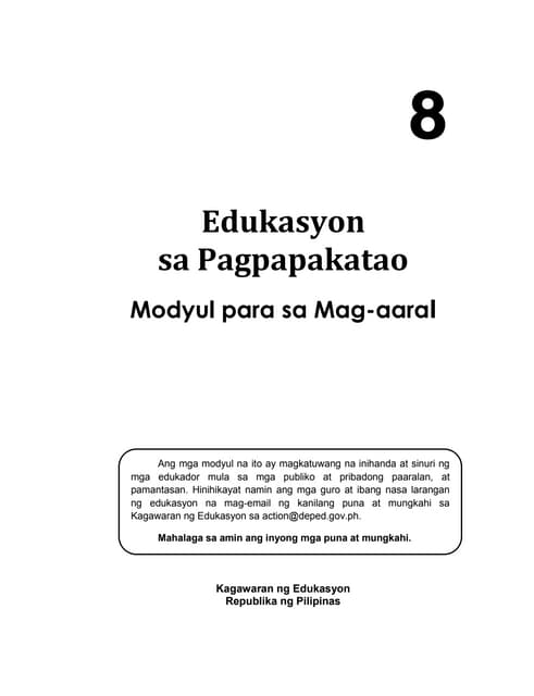 Edukasyon sa Pagpapakatao Grade 8 Learner's Material | PDF Edukasyon sa Pagpapakatao Grade 8 Learner's Material | PDF